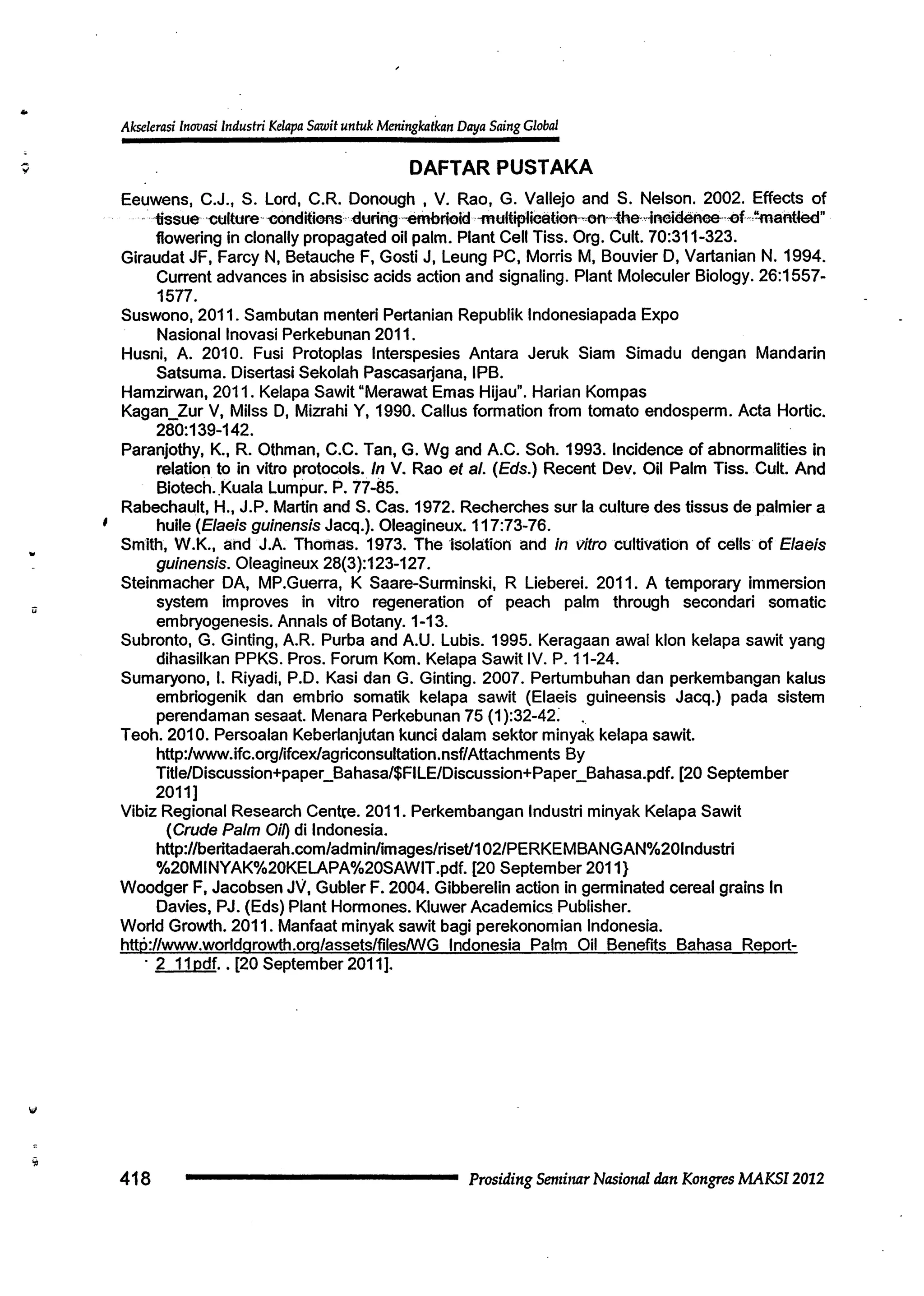 EMBRIOGENESIS SOMATIK LANGSUNG PADA TANAMAN KELAPA SAWIT | PDF