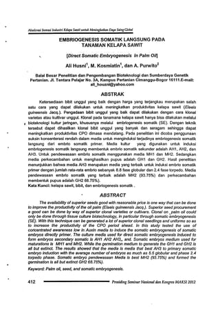 EMBRIOGENESIS SOMATIK LANGSUNG PADA TANAMAN KELAPA SAWIT | PDF