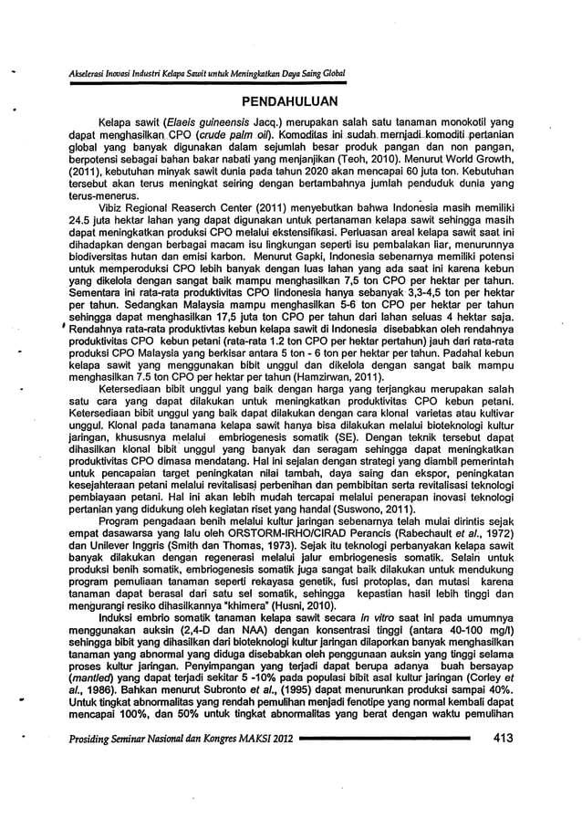 EMBRIOGENESIS SOMATIK LANGSUNG PADA TANAMAN KELAPA SAWIT | PDF