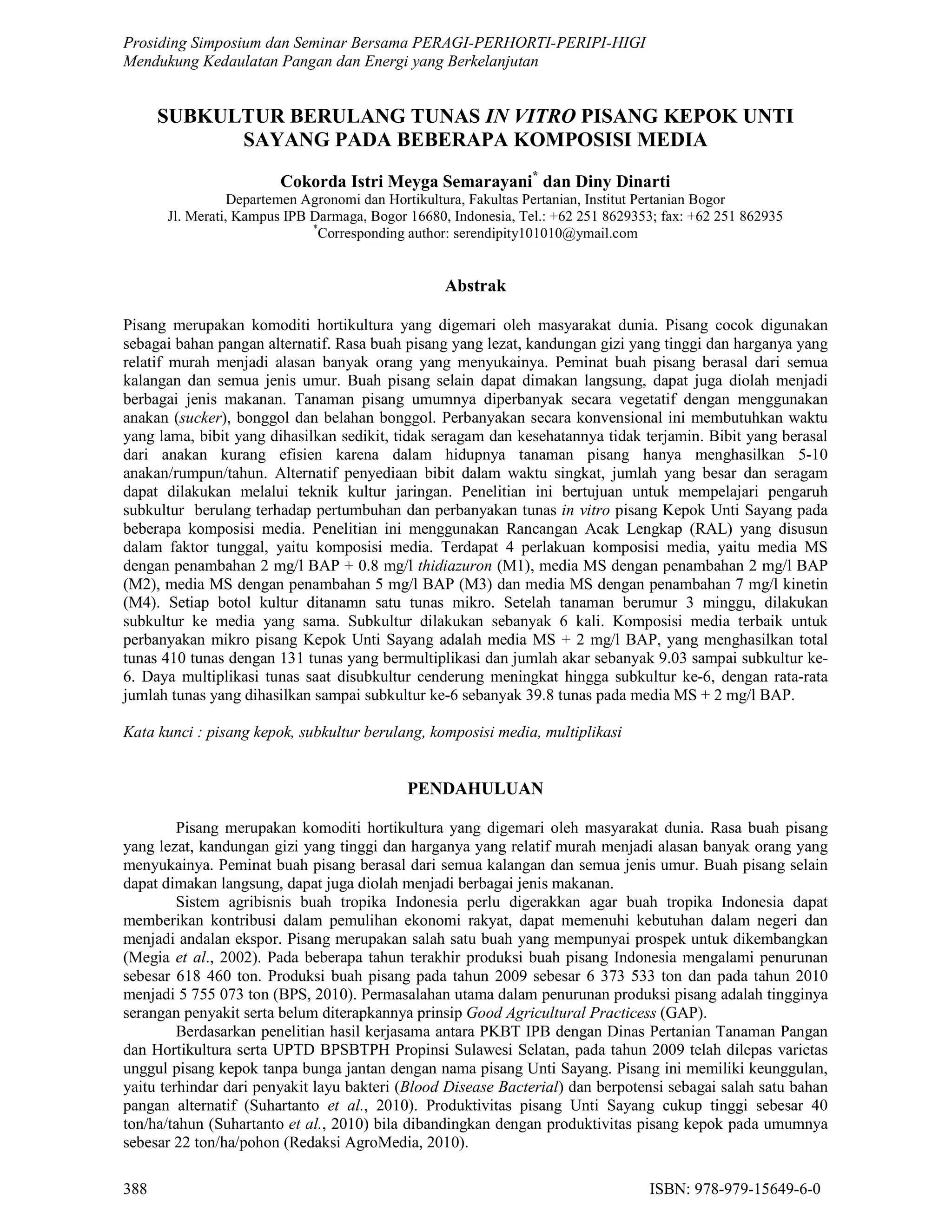 SUBKULTUR BERULANG TUNAS IN VITRO PISANG KEPOK UNTI SAYANG PADA ...