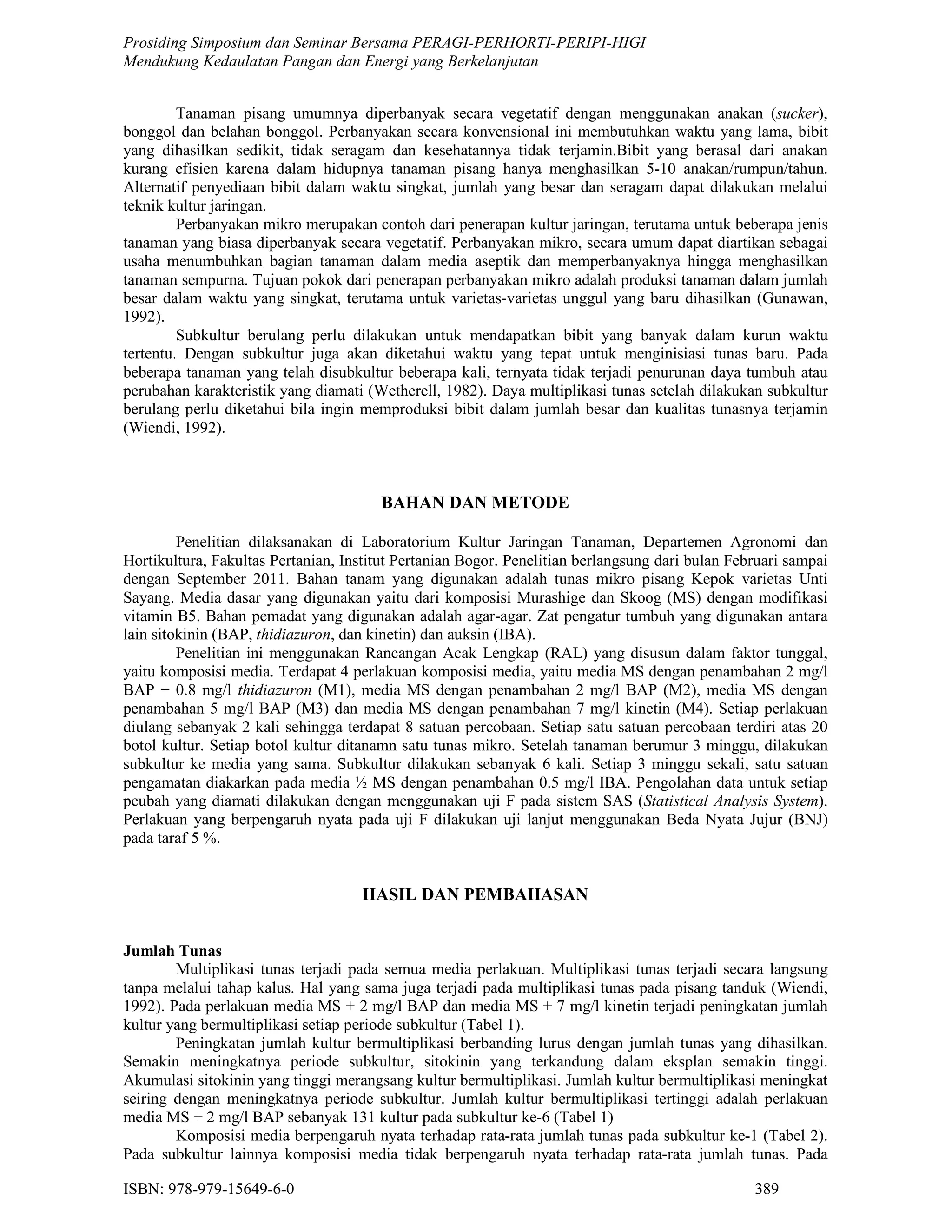 SUBKULTUR BERULANG TUNAS IN VITRO PISANG KEPOK UNTI SAYANG PADA ...