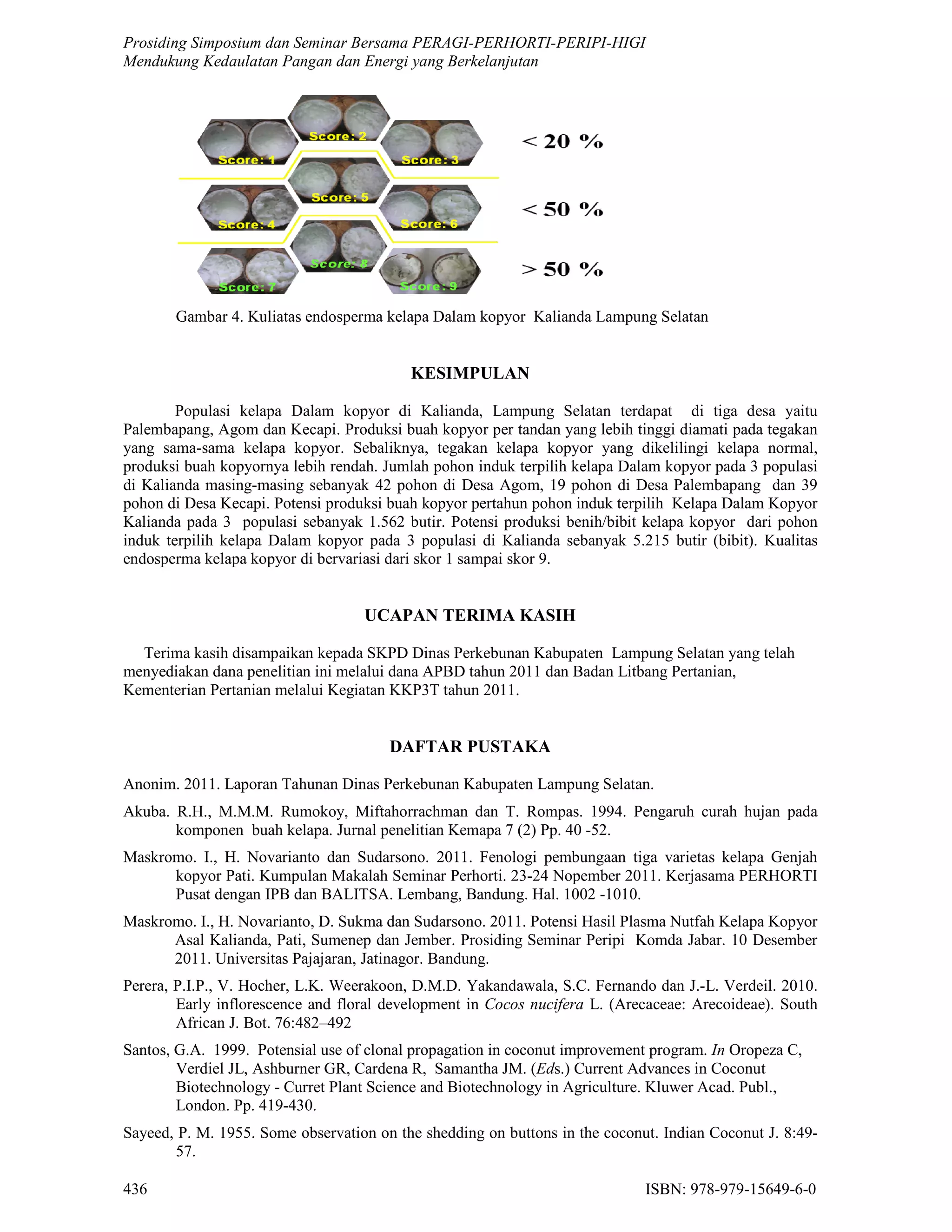 POTENSI PRODUKSI POHON INDUK KELAPA DALAM KOPYOR ASAL KALIANDA, LAMPUNG ...