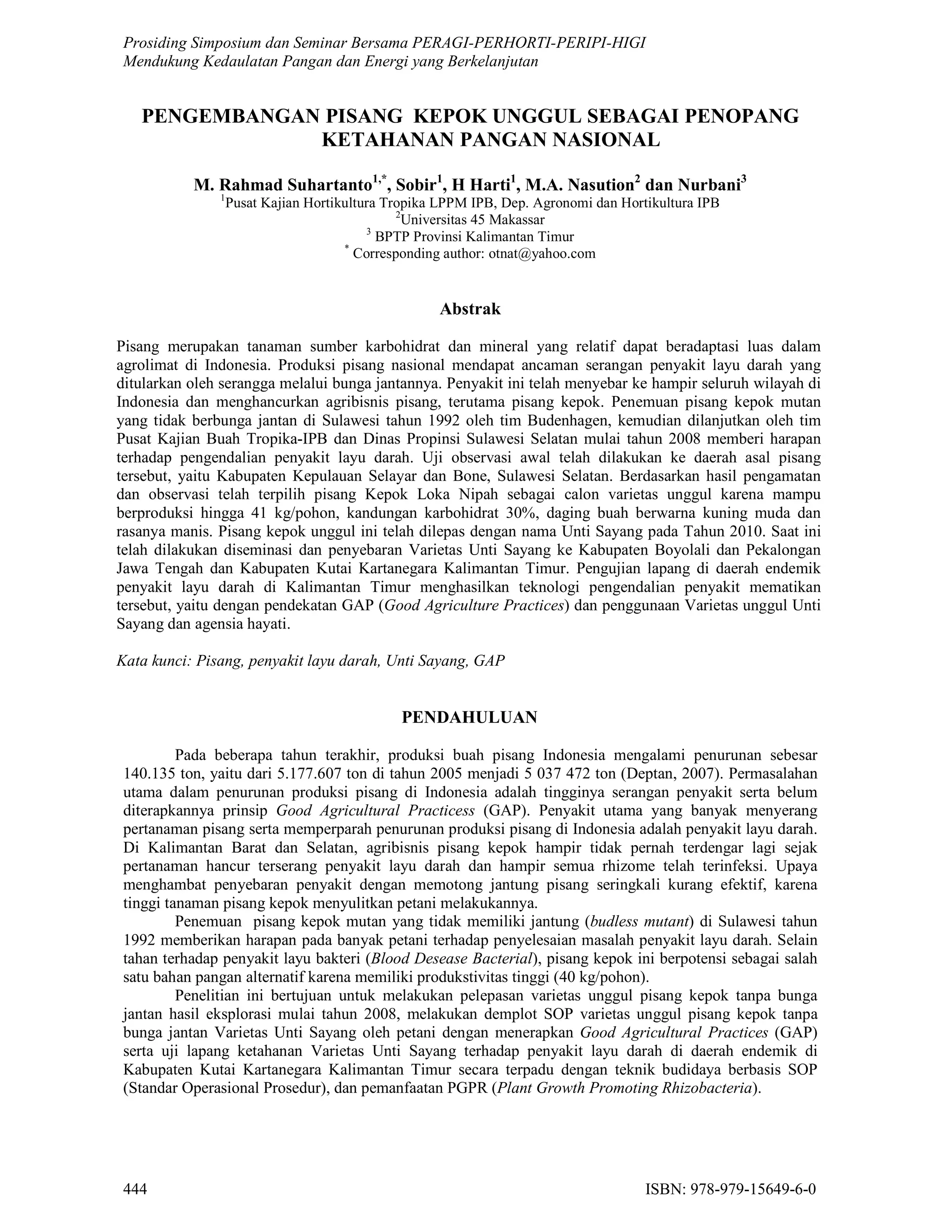 PENGEMBANGAN PISANG KEPOK UNGGUL SEBAGAI PENOPANG KETAHANAN PANGAN ...