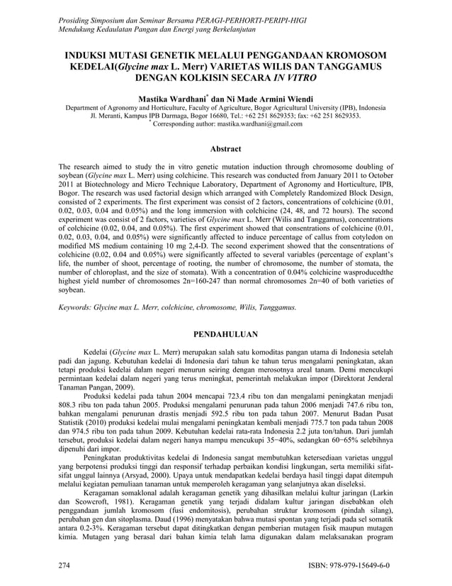 INDUKSI MUTASI GENETIK MELALUI PENGGANDAAN KROMOSOM KEDELAI(Glycine max ...