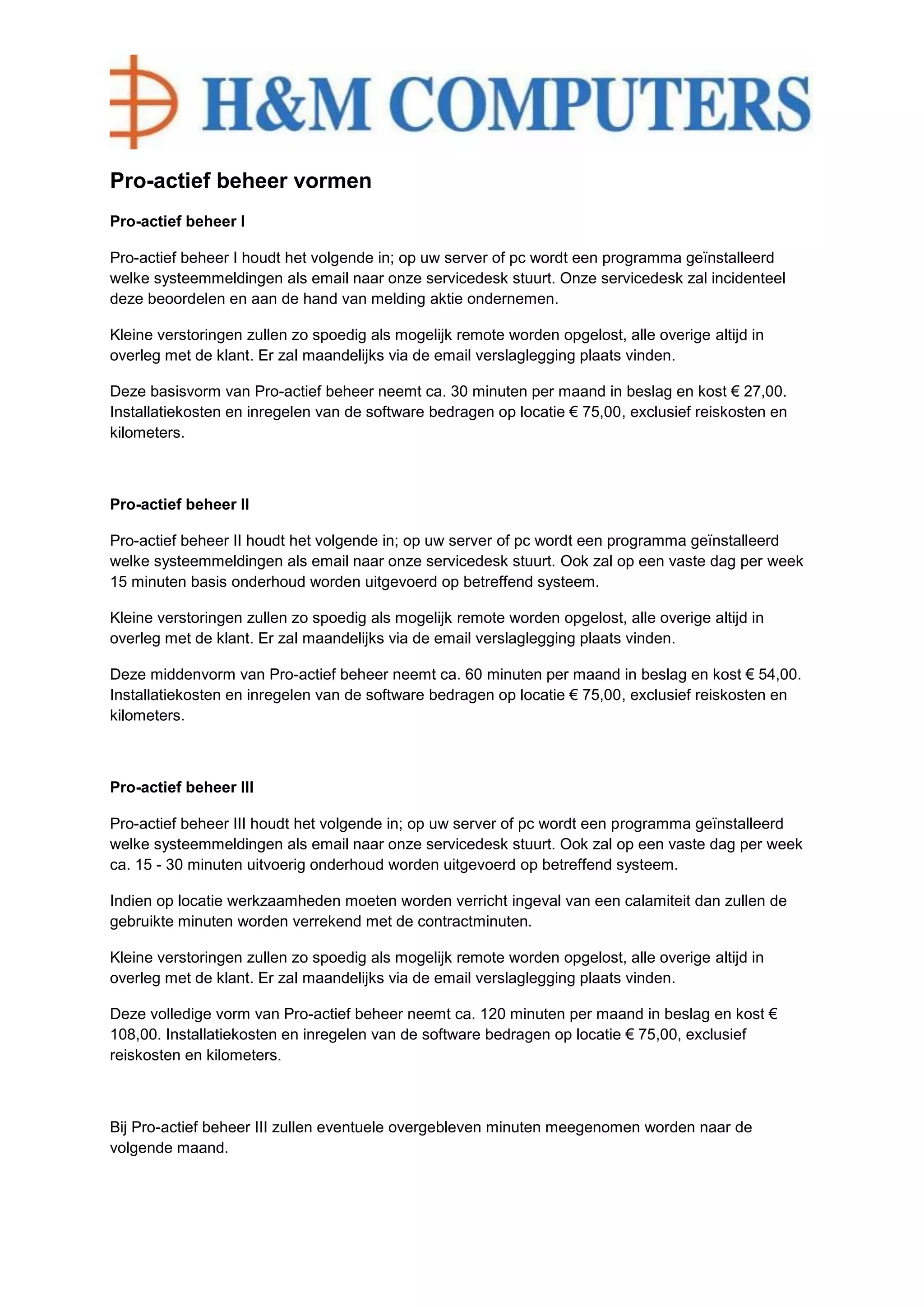 Proactief Beheer Vormen I Ii En Iii | PDF