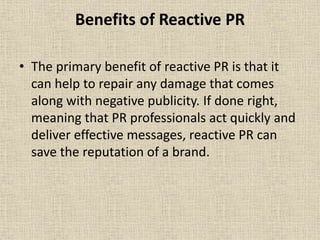 Proactive and Reactive Public Relations | PPTX