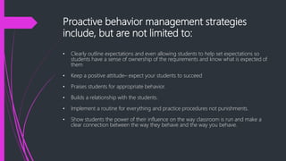 Proactive behavior management | PPTX