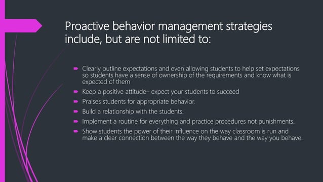 Proactive behavior management | PPTX | Education