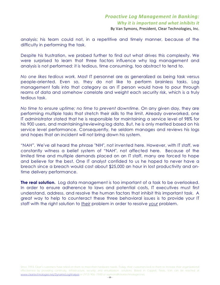 Proactive Log Management in Banking - Why is it important and what in…