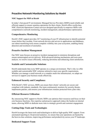 Proactive Network Monitoring Solutions by Hex64 | PDF