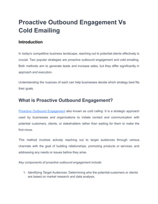 Proactive Outbound Engagement Vs Cold Emailing | PDF