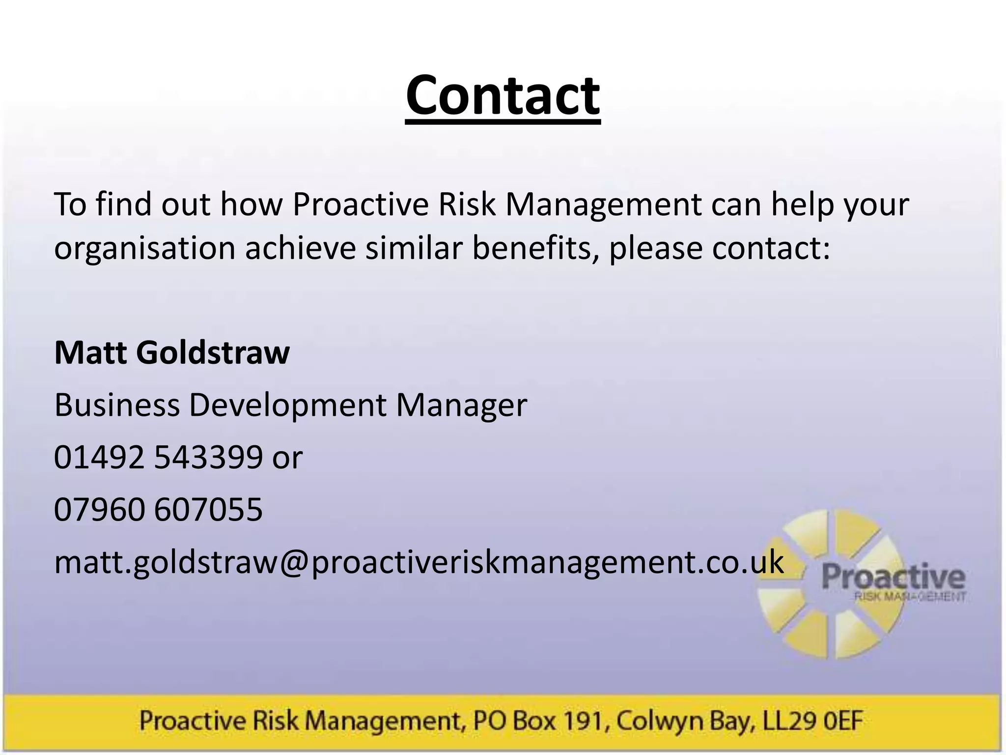 Proactive risk management presentation matt | PPTX