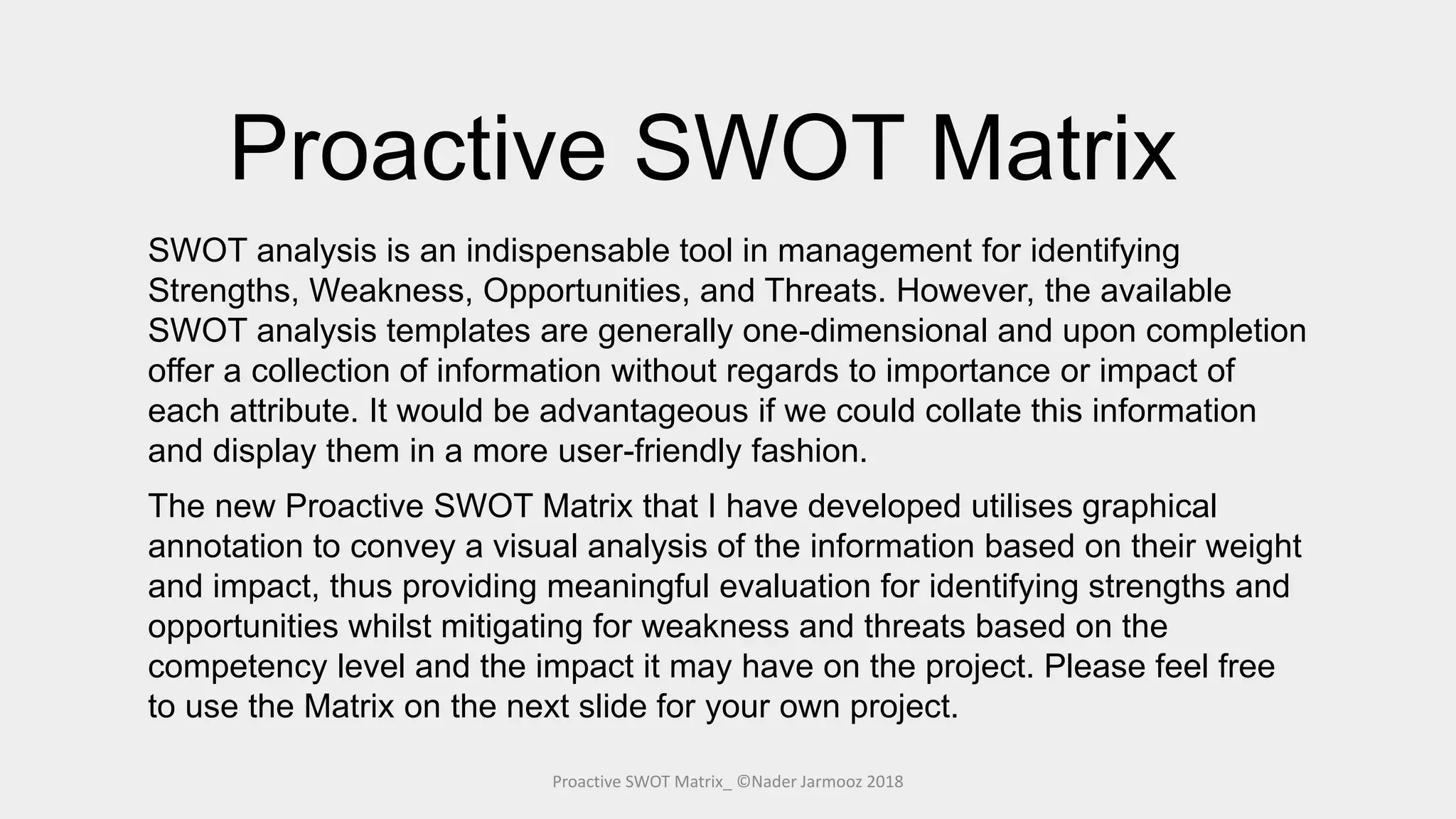 Swot Analysis Matrix Proactive Ppt