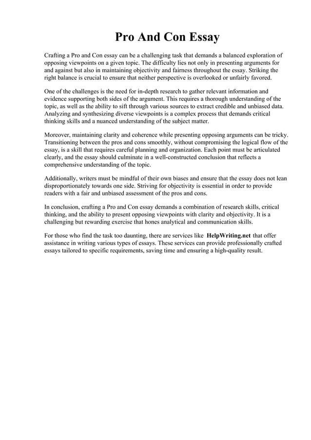 Pro And Con Essay | PDF