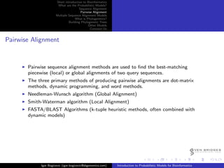 Introduction to Probabilistic Models for Bioinformatics | PDF