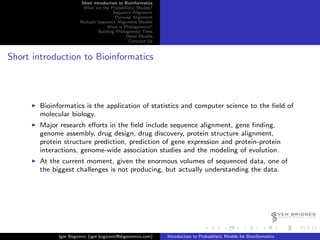 Introduction to Probabilistic Models for Bioinformatics | PDF