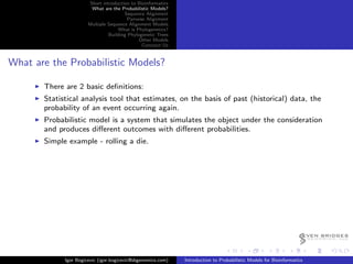 Introduction to Probabilistic Models for Bioinformatics | PDF