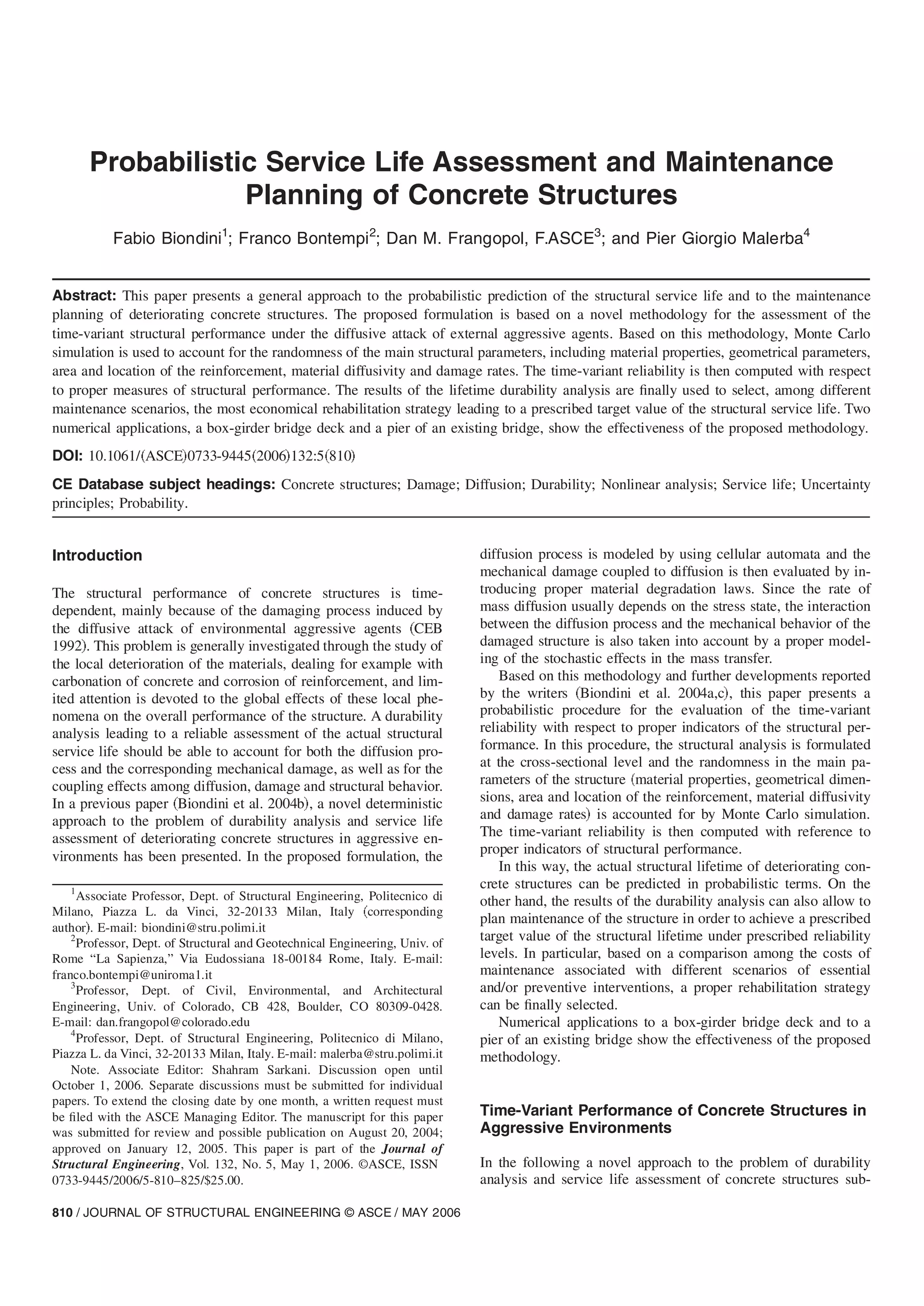 Probabilistic Service Life Assessment and Maintenance Planning of ...