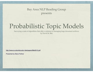 Probabilistic Topic Models | PPT