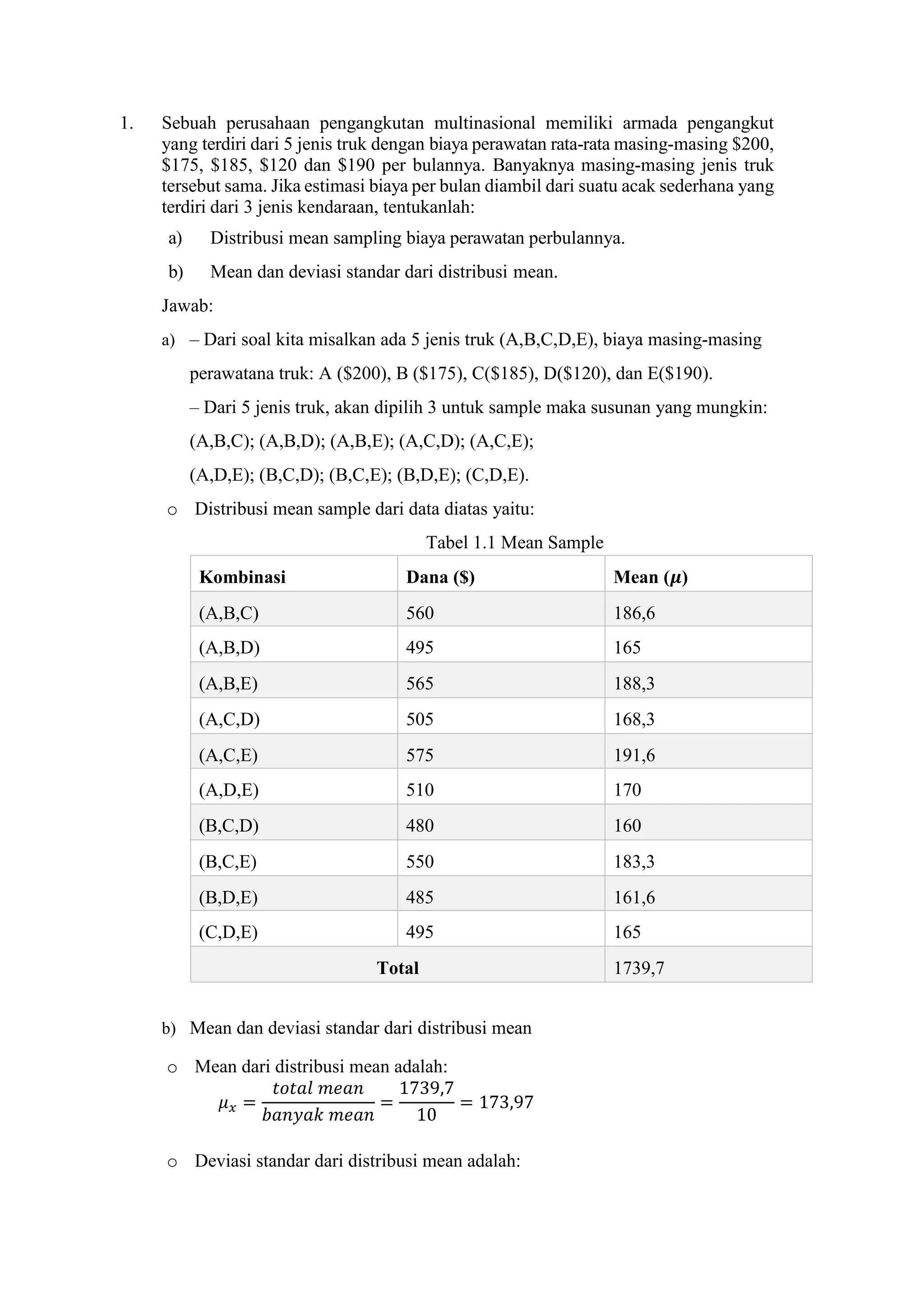 Probabilitas, mean, dan standar deviasi | PDF