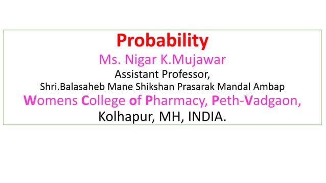 Probability Biostatics and Research Methodology | PPTX | Pharmaceutical ...