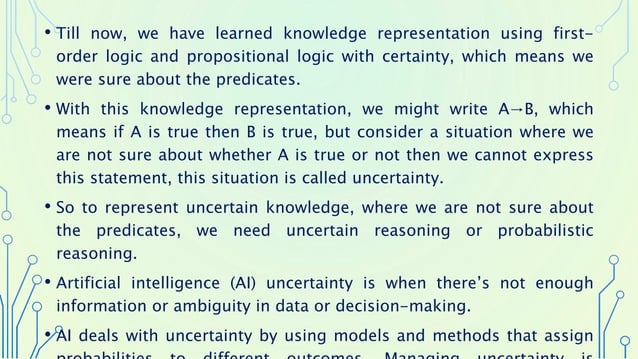 Probability in artificial intelligence.pptx | Artificial Intelligence | Technology & Computing