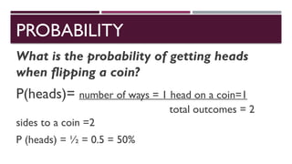 probability, 100 percent chance, 50 percent chance and 0 chance | PPTX