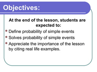 probability of simple events and its definition | PPT