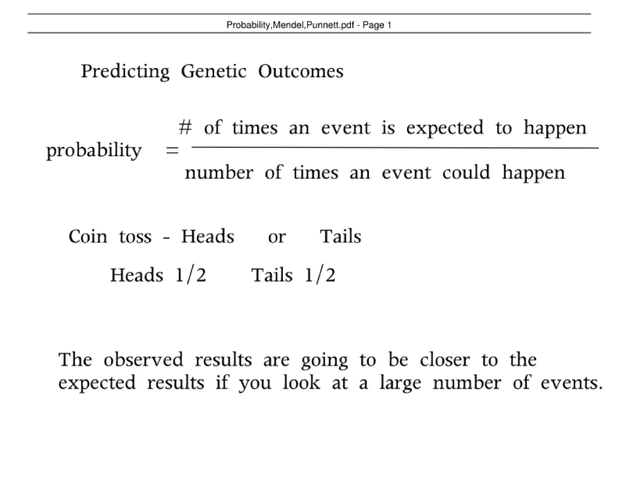 Probability, Mendel and Punnett Square | PDF | Biological Sciences ...