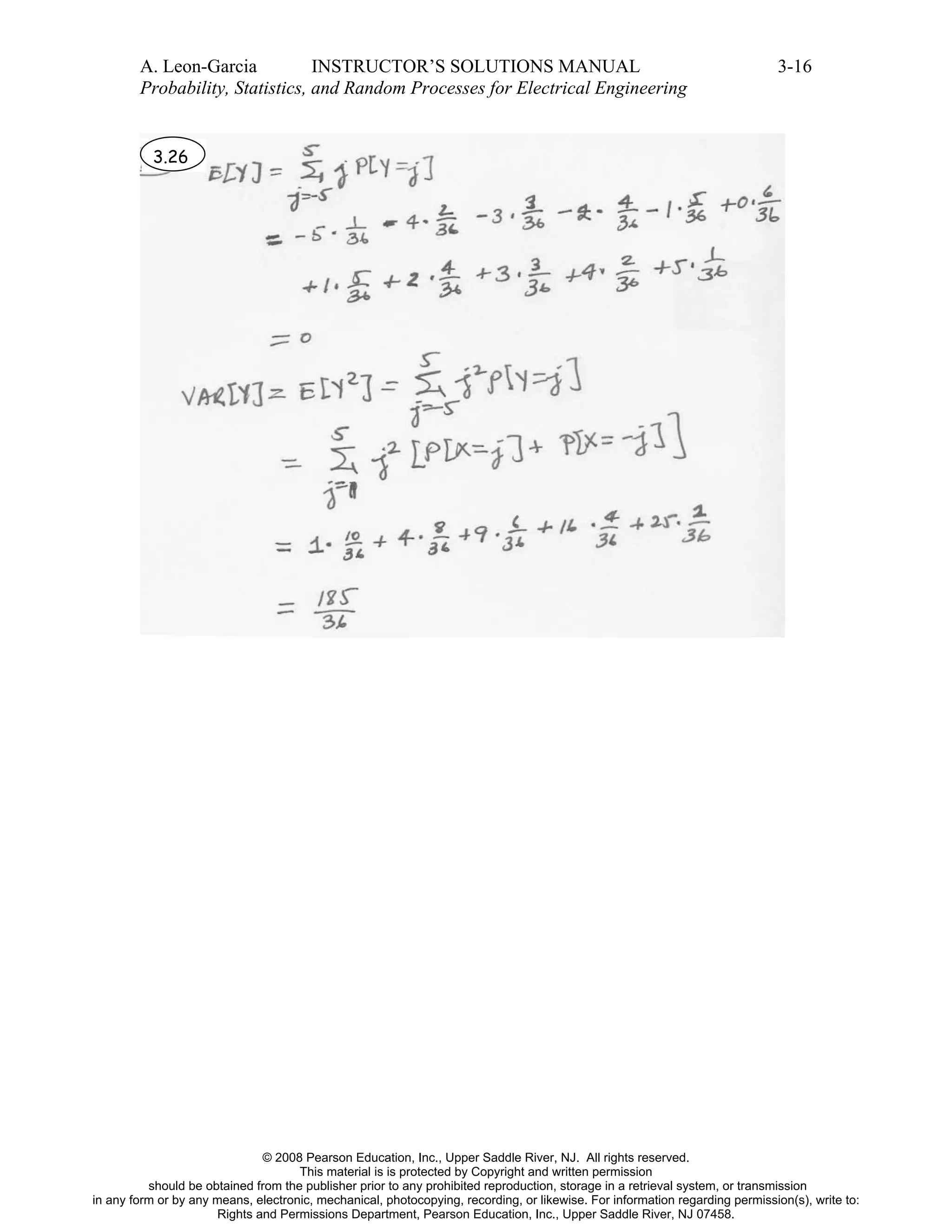 Probability Statistics and Random Processes for Electrical Engineering 3rd Edition Leon ...