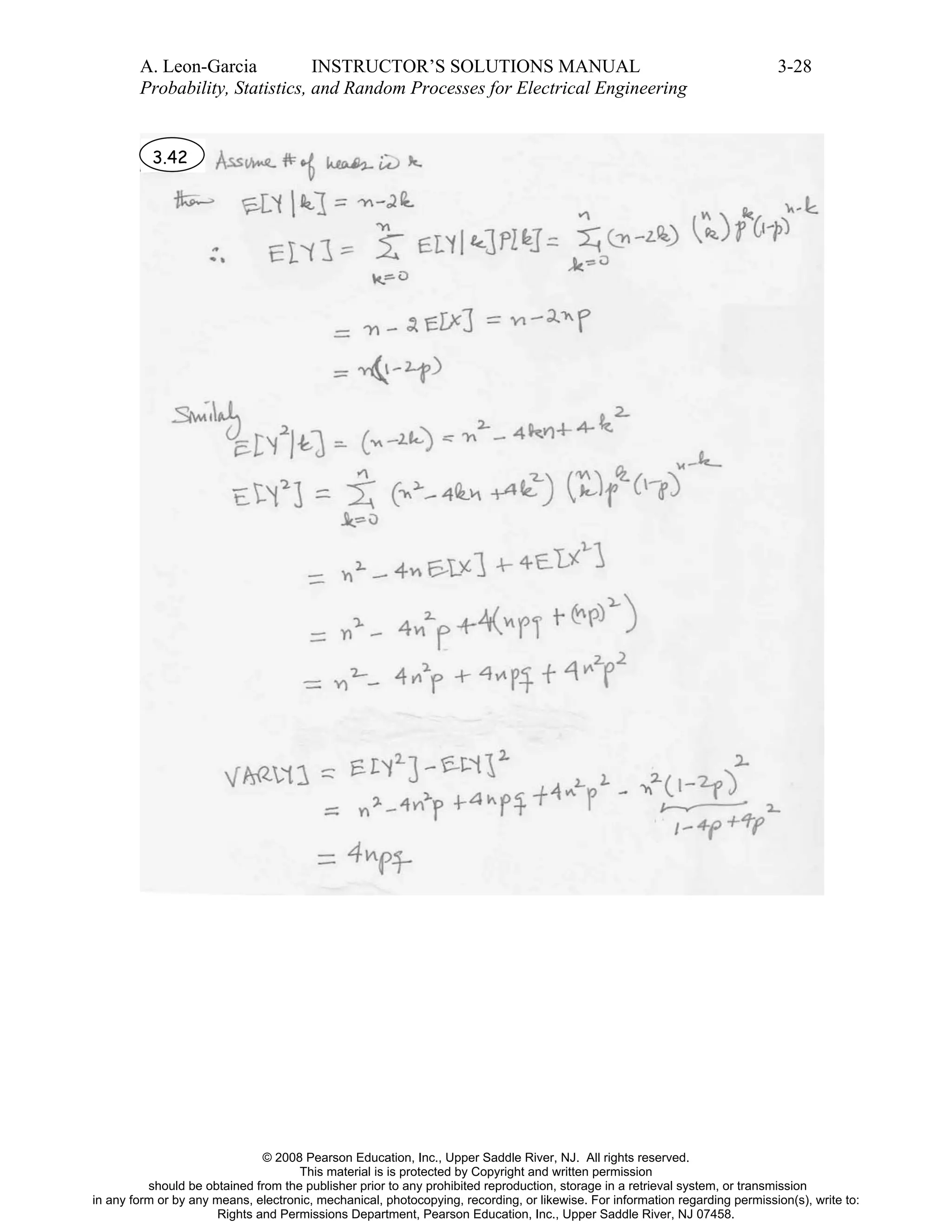 Probability Statistics and Random Processes for Electrical Engineering 3rd Edition Leon ...