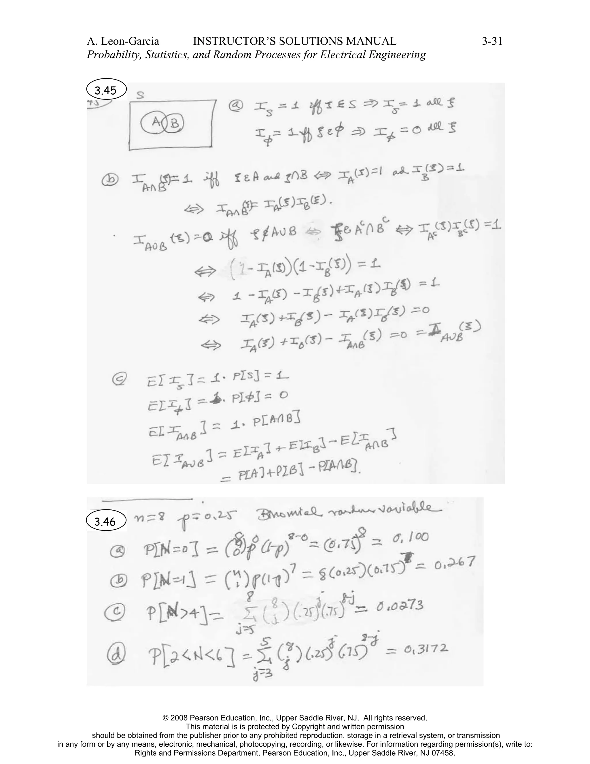 Probability Statistics and Random Processes for Electrical Engineering 3rd Edition Leon ...