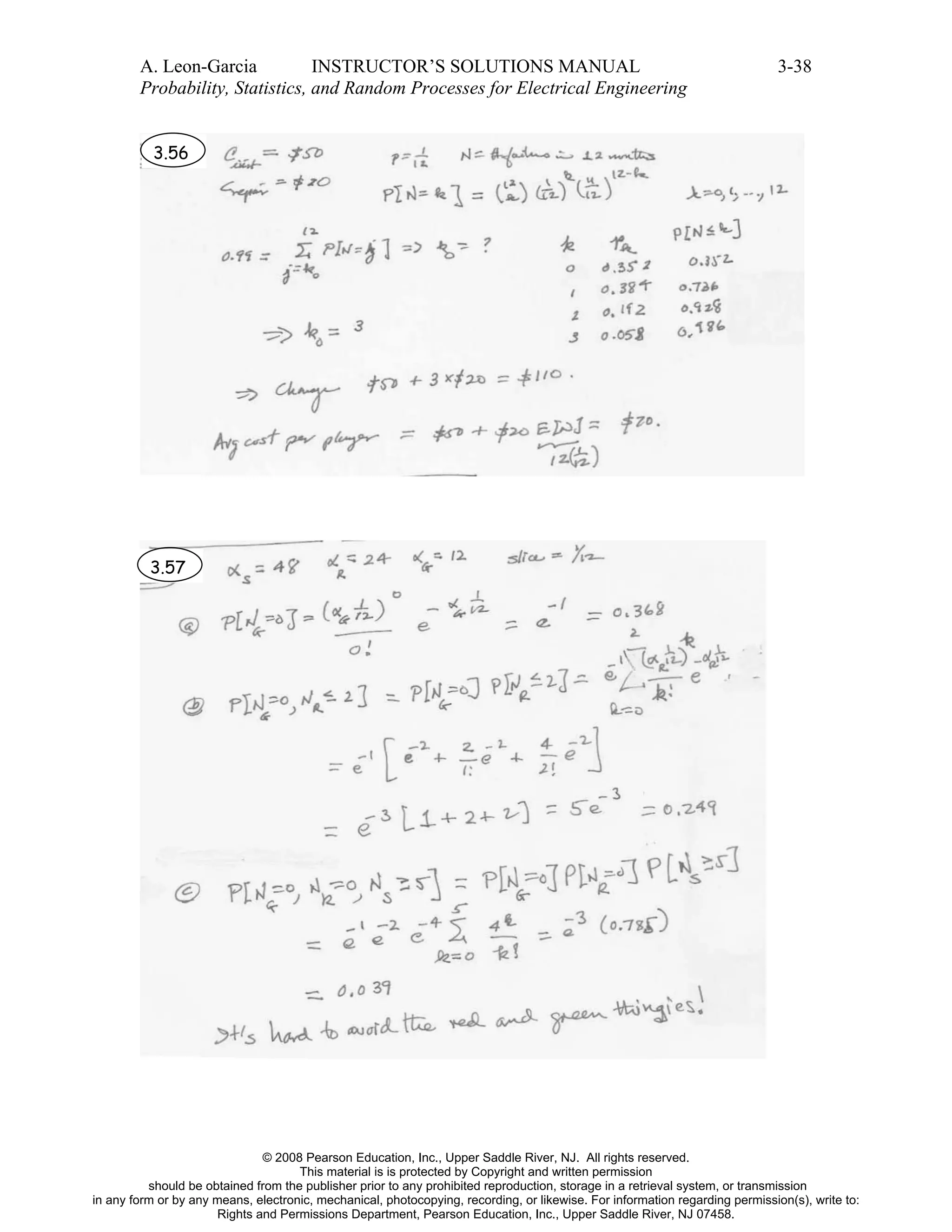 Probability Statistics and Random Processes for Electrical Engineering 3rd Edition Leon ...