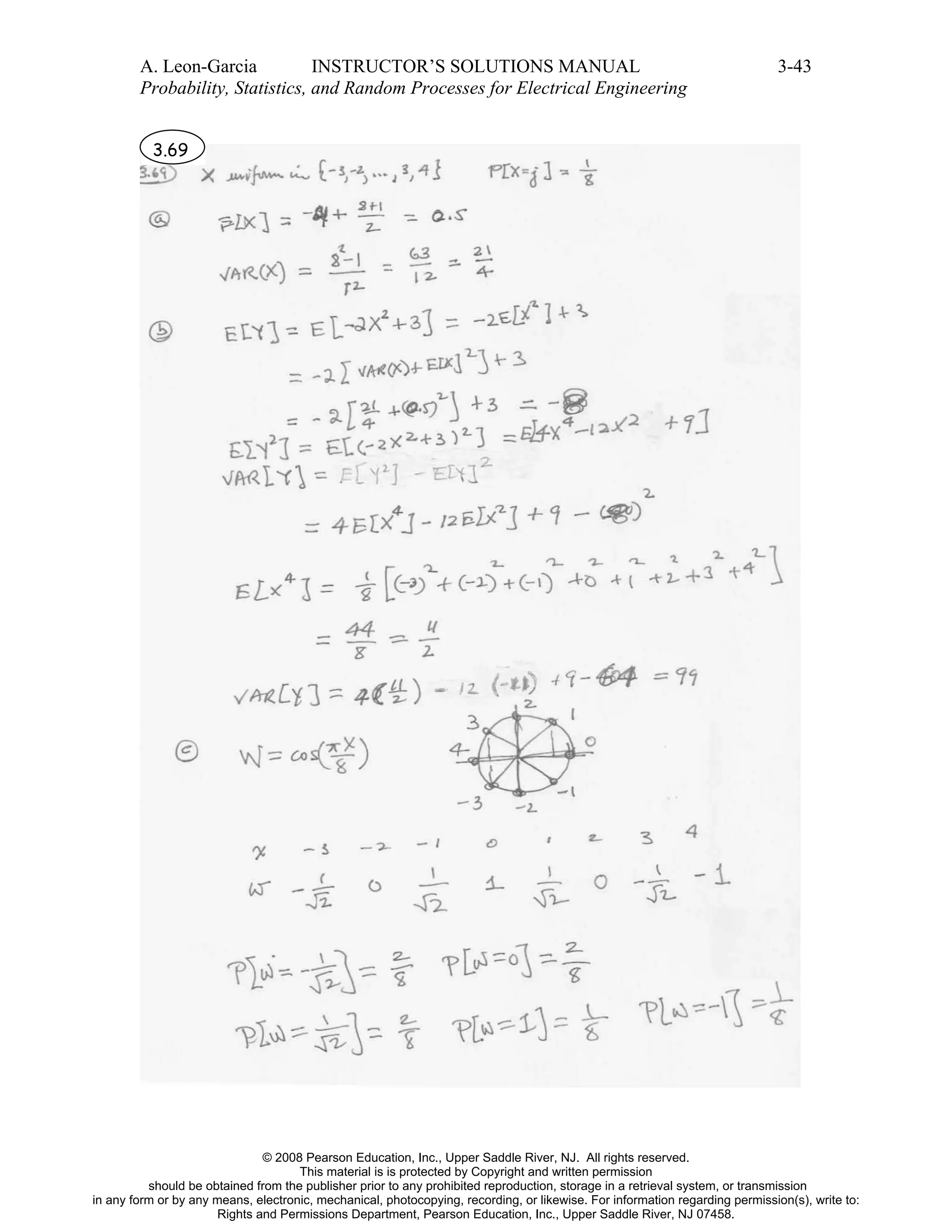 Probability Statistics and Random Processes for Electrical Engineering 3rd Edition Leon ...