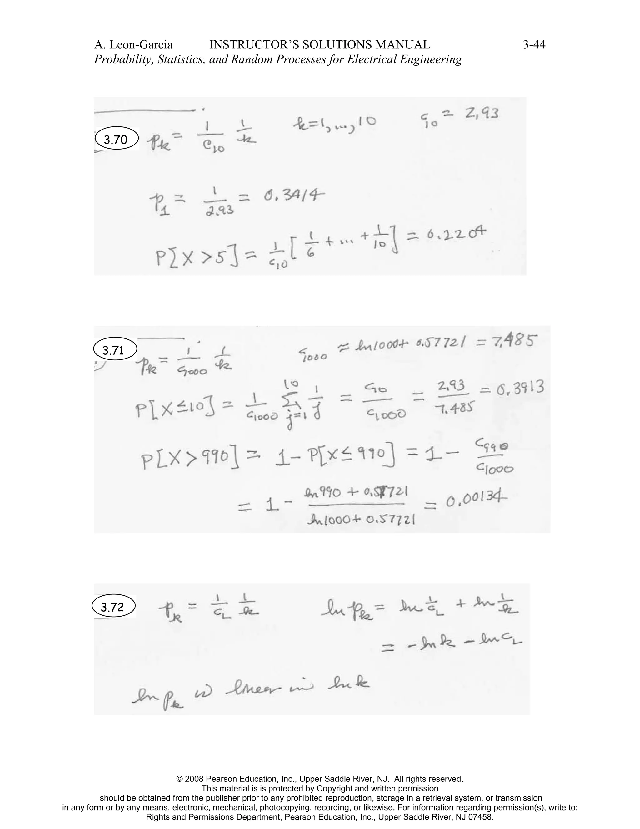 Probability Statistics and Random Processes for Electrical Engineering 3rd Edition Leon ...