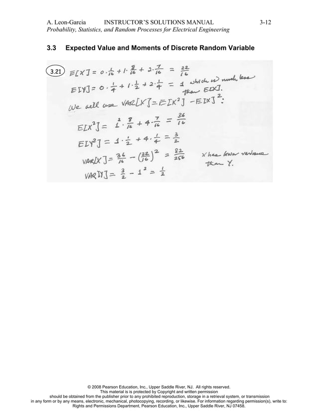 Probability Statistics and Random Processes for Electrical Engineering 3rd Edition Leon ...