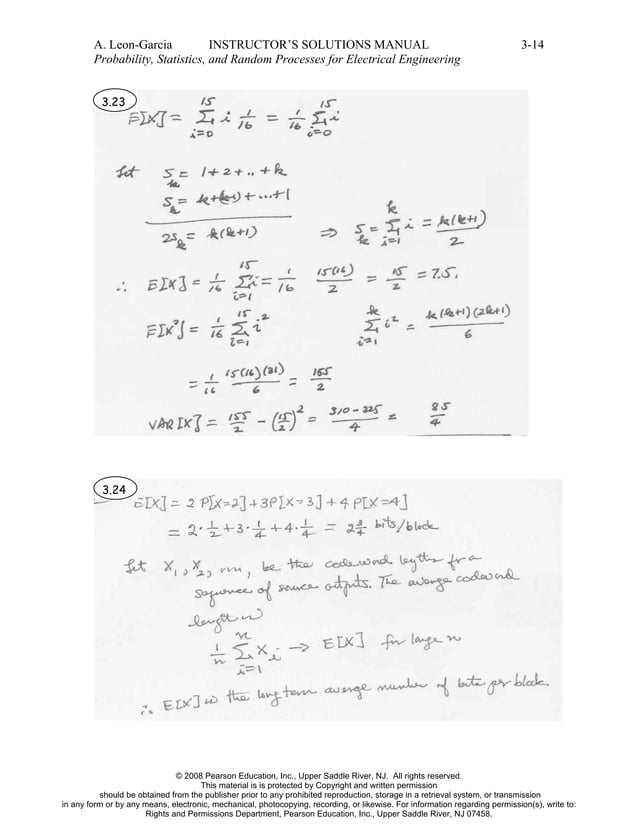 Probability Statistics and Random Processes for Electrical Engineering 3rd Edition Leon ...