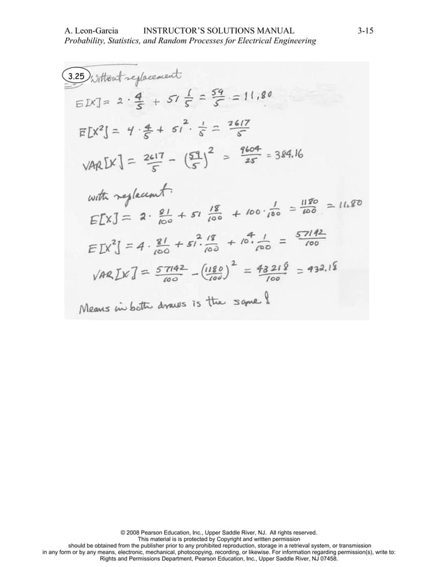 Probability Statistics and Random Processes for Electrical Engineering 3rd Edition Leon ...