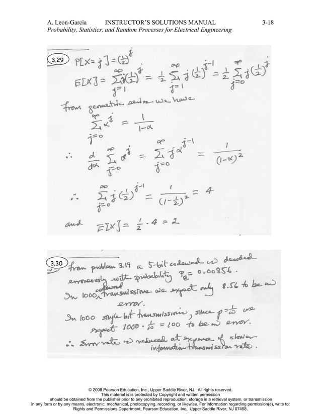 Probability Statistics and Random Processes for Electrical Engineering 3rd Edition Leon ...