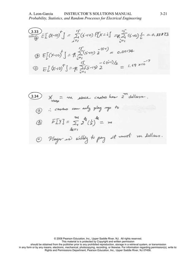 Probability Statistics and Random Processes for Electrical Engineering 3rd Edition Leon ...