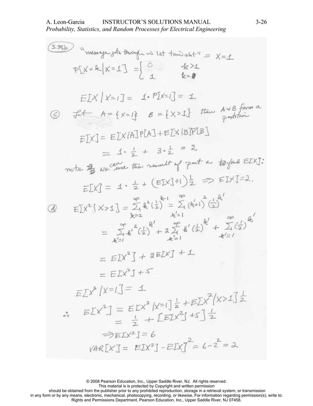 Probability Statistics and Random Processes for Electrical Engineering 3rd Edition Leon ...