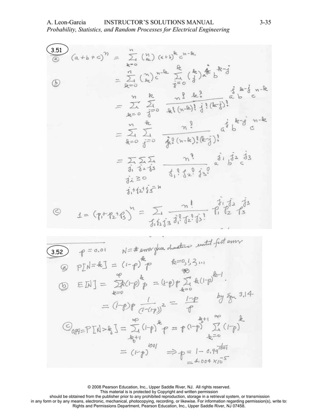 Probability Statistics and Random Processes for Electrical Engineering 3rd Edition Leon ...