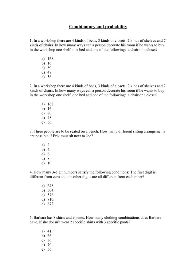 Probability And Combinations | PDF