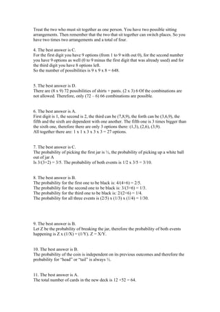 Probability And Combinations | DOC | Roleplaying Games | Games and Puzzles