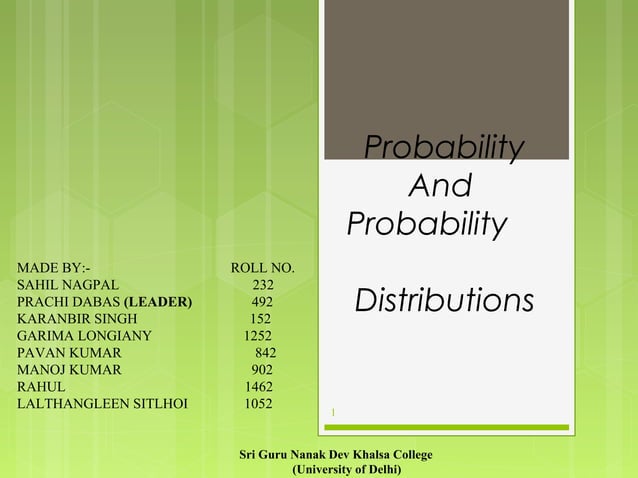 Probability And Probability Distributions | PPT