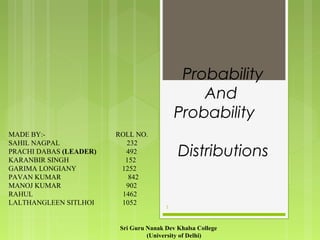 Probability And Probability Distributions | PPT