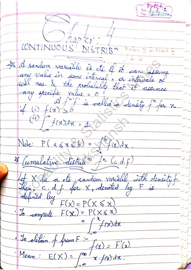 Probability and Statistics Notes - Akshansh | PDF | Technology & Computing