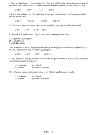 Probability and Statistics paper 2023 BS COMPUTER SCIENCE.doc