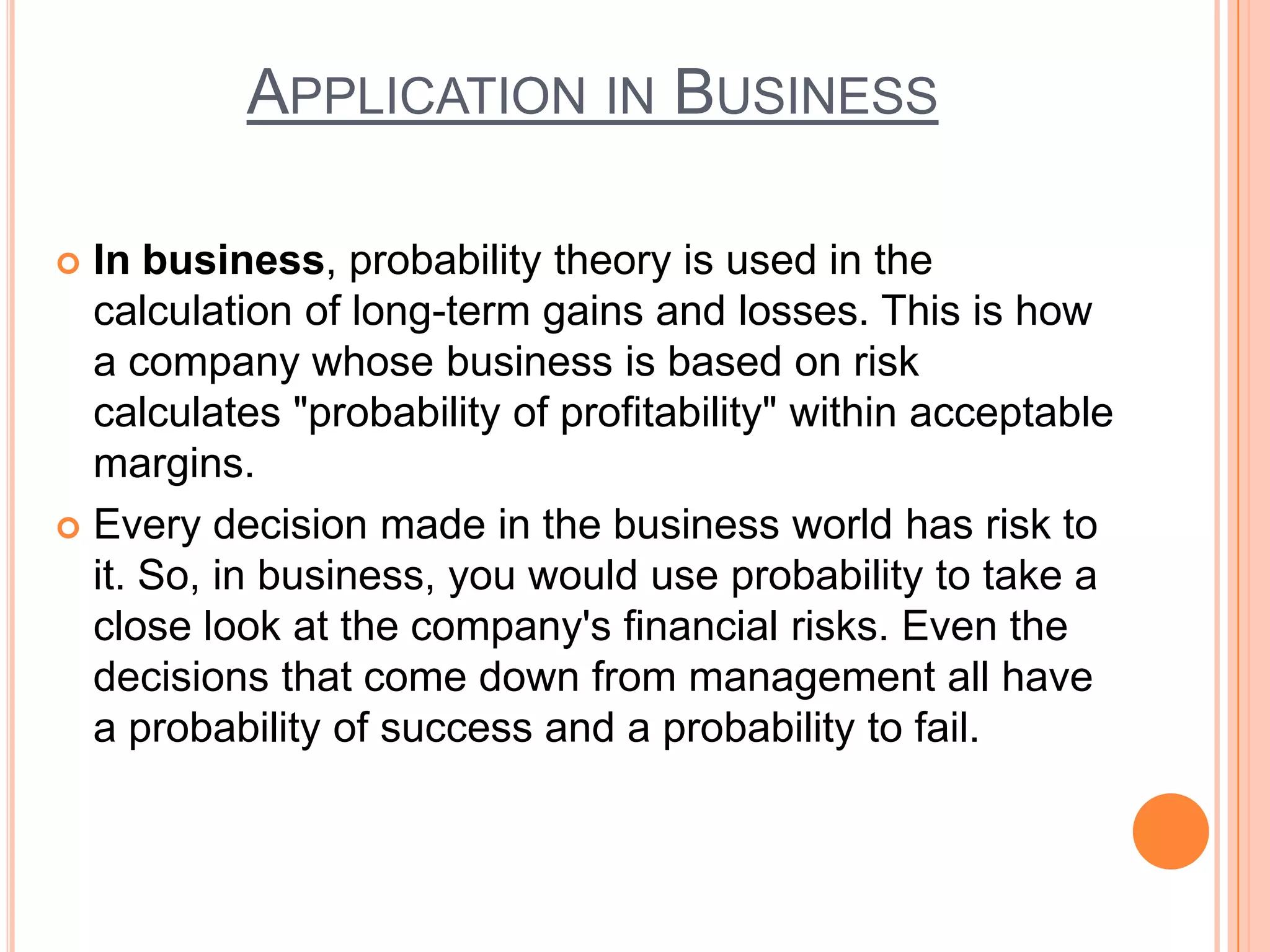 Probability & application in business | PPTX