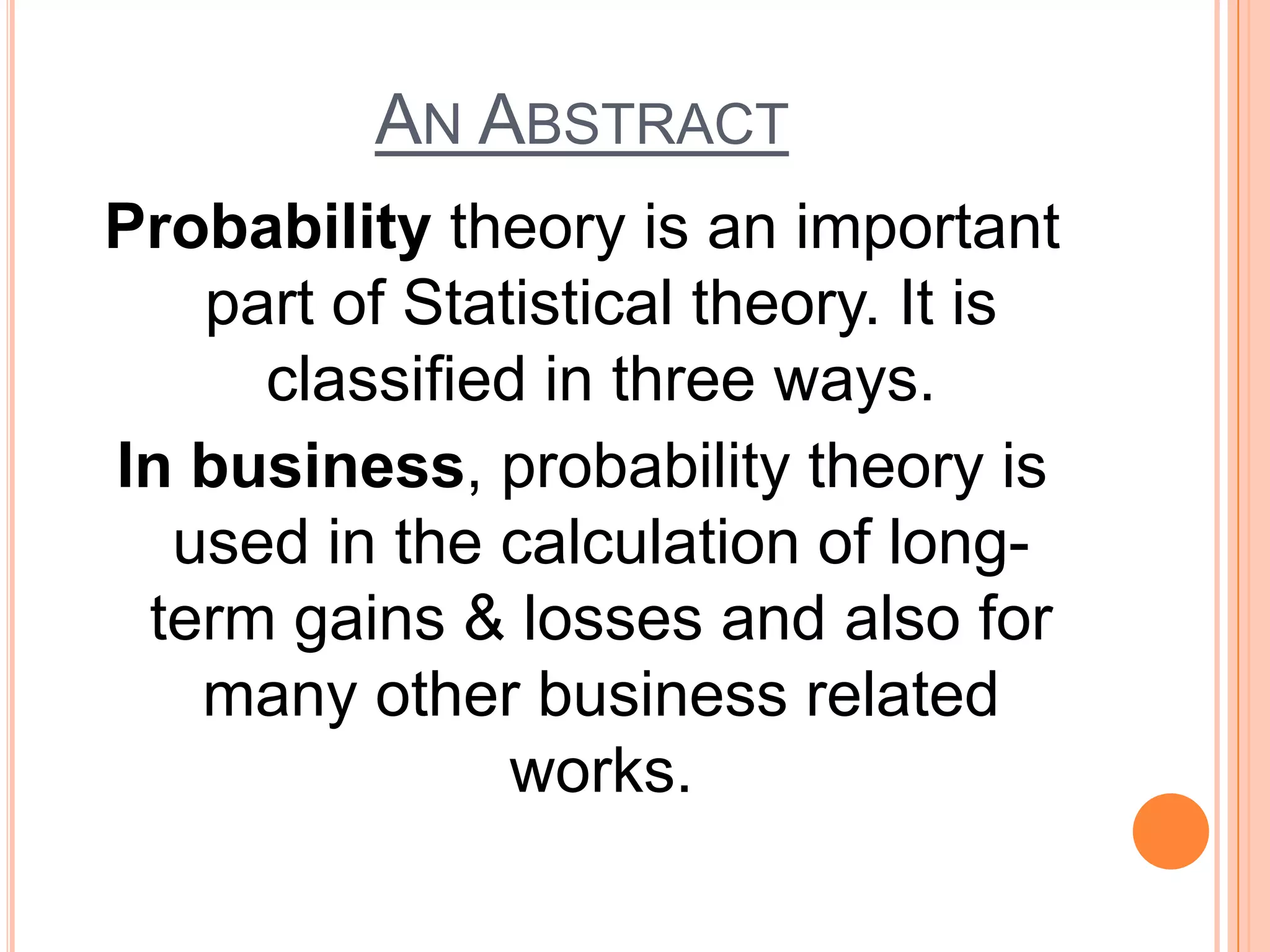 Probability & application in business | PPTX
